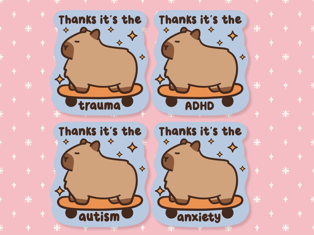 Thanks It's the Trauma Capybara Sticker, Funny Meme Sticker, Cute ...
