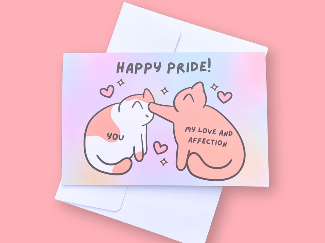 Wholesome LGBT Pride Month Card With Envelope, Cute Animal Card, Funny Cat Meme Card, Cheesy ...