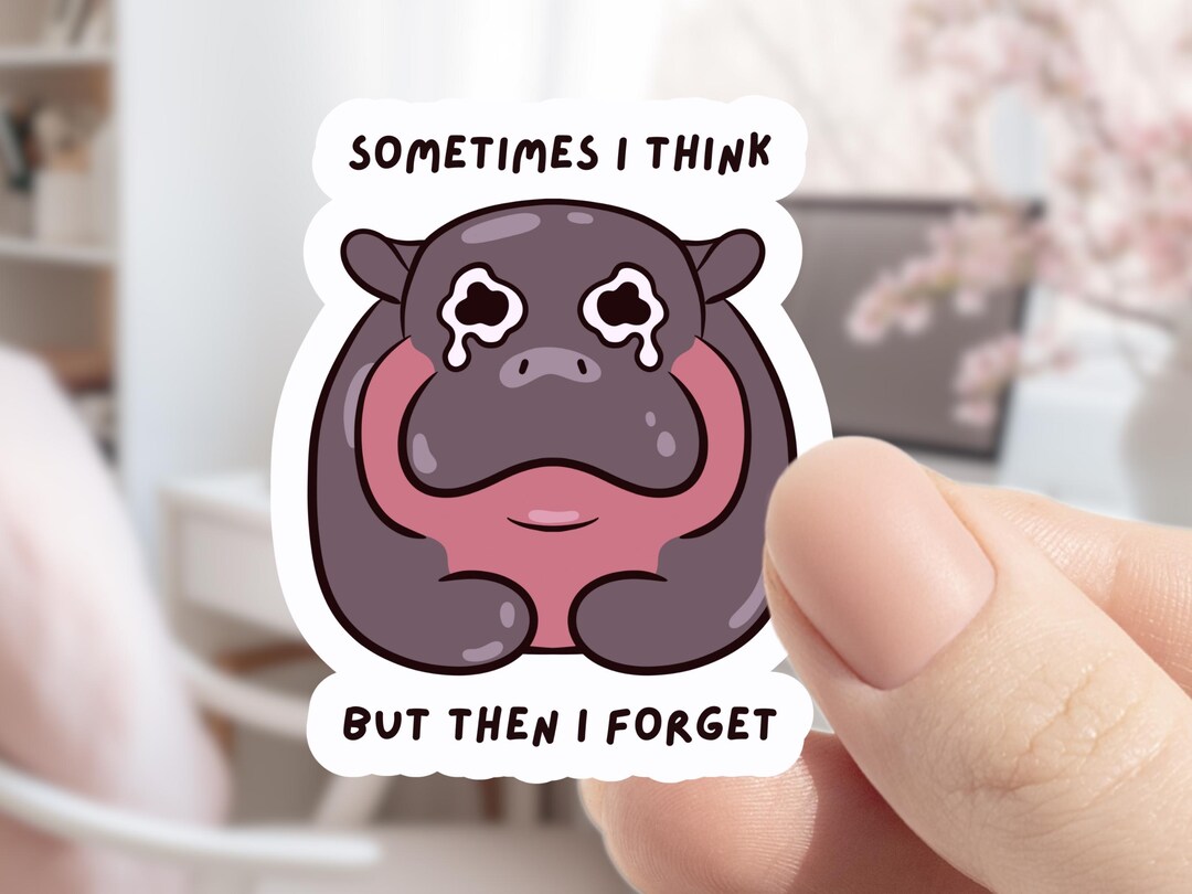 Crying Pygmy Hippo Sticker, Funny Meme Sticker, Cute Waterproof Sticker ...