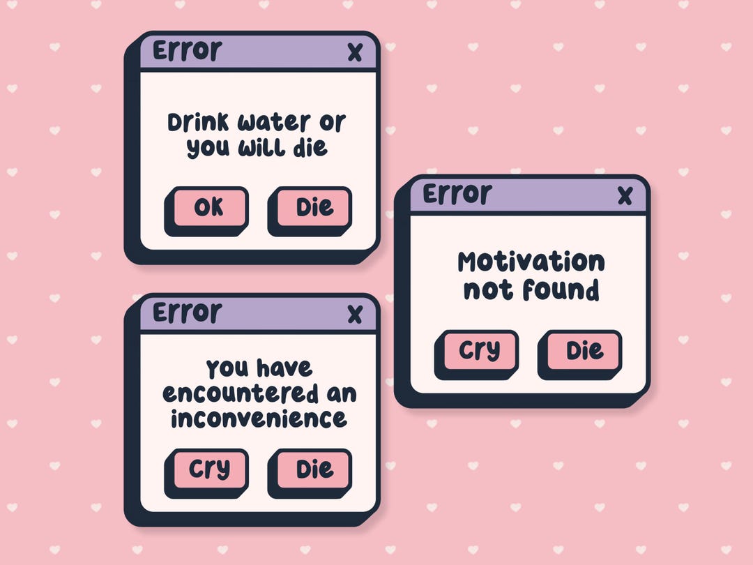 Error Sticker, Cute Waterproof Sticker, Funny Meme Humor, Gen Z ...