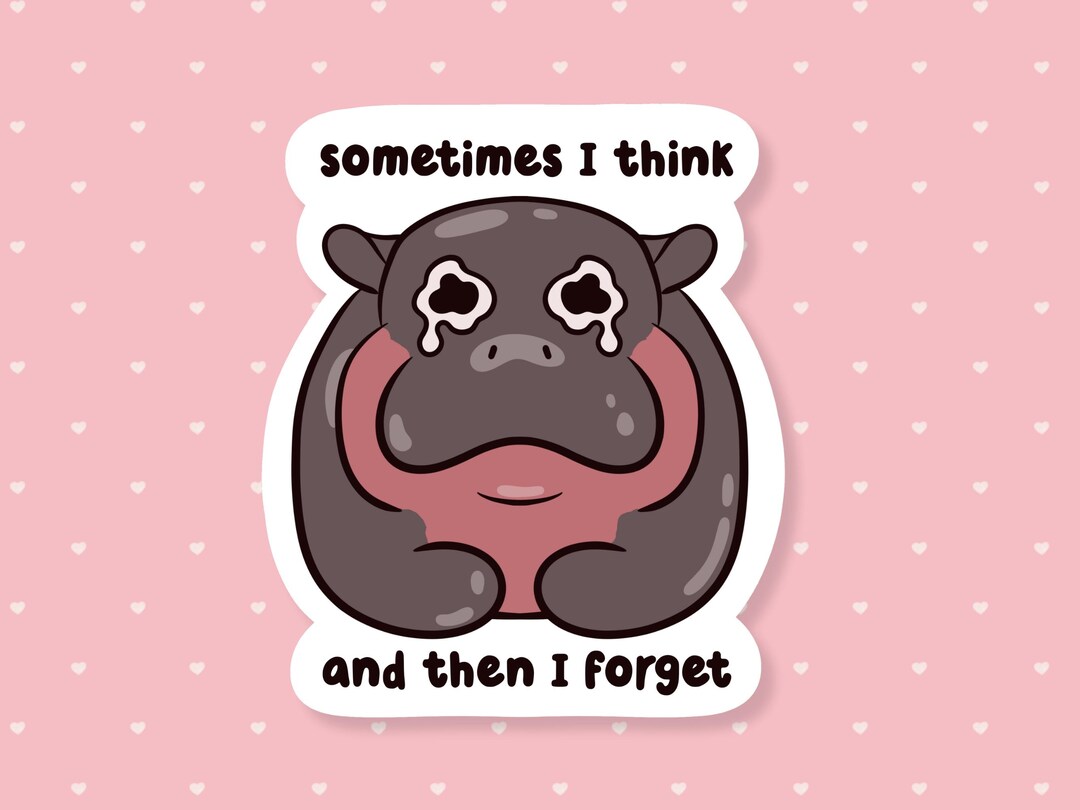 Crying Pygmy Hippo Sticker, Funny Meme Sticker, Cute Waterproof Sticker ...