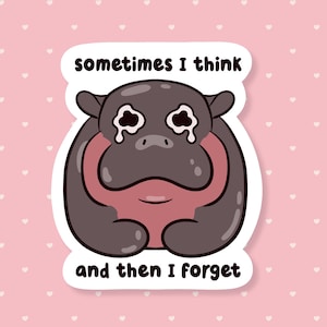 Crying Pygmy Hippo Sticker, Funny Meme Sticker, Cute Waterproof Sticker ...