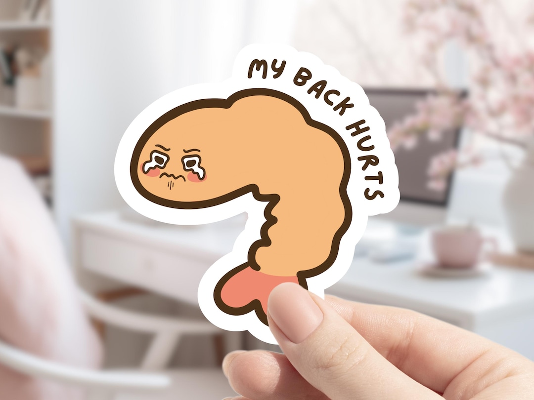 My Back Hurts Shrimp Sticker, Funny Meme Sticker, Cute Waterproof ...