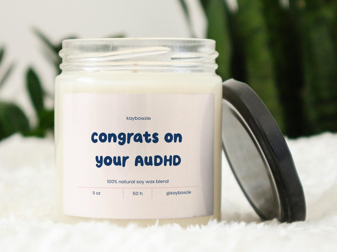 Congrats on Your Audhd Candle, Funny Meme Late Diagnosed ADHD, Gift for ...