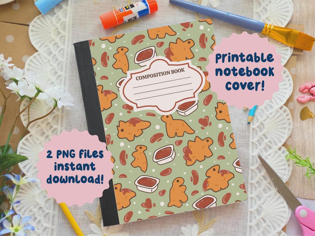 Printable Dino Nuggets Composition Notebook Cover, Cute DIY Back to ...