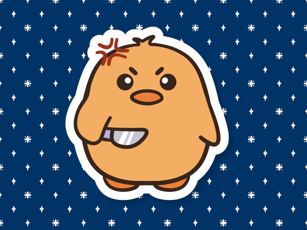 Cute Angry Duck Sticker, Funny Meme Sticker, Cute Waterproof Sticker ...