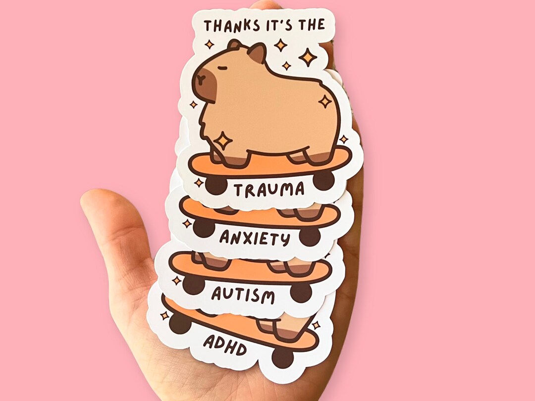 Thanks It's the Trauma Capybara Sticker, Funny Meme Sticker, Cute ...