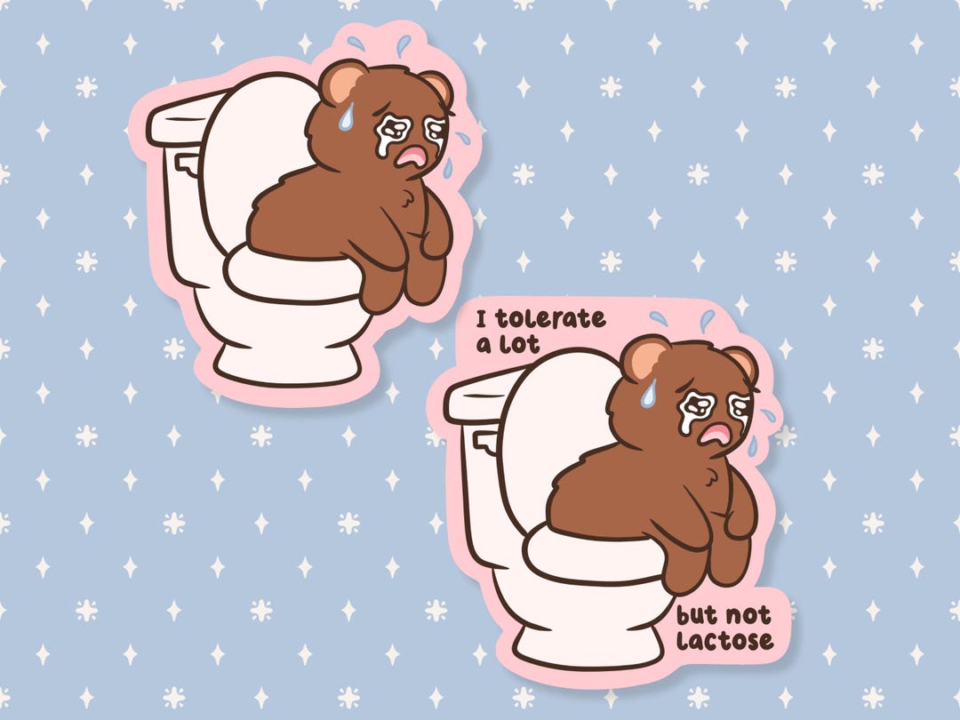 Lactose Intolerant Bear Sticker, Funny Meme Sticker, Cute Waterproof ...