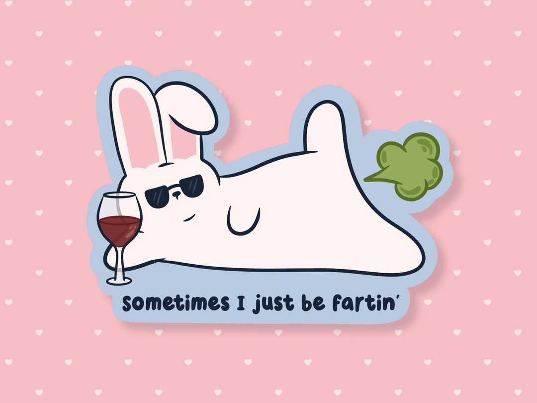 Farting Bunny Sticker, Funny Meme Sticker, Cute Waterproof Sticker ...