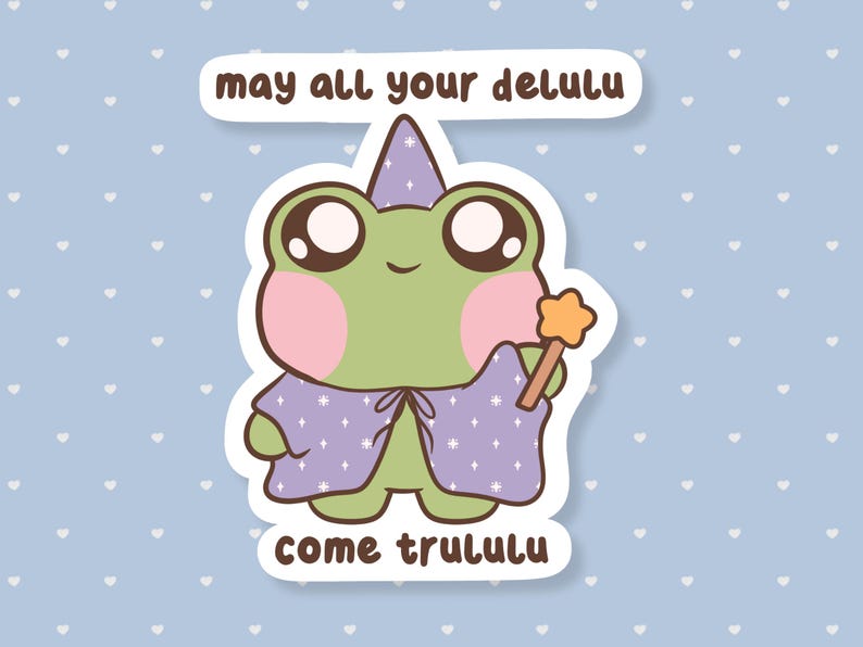 Delulu Trululu Frog Sticker, Funny Meme Sticker, Cute Waterproof ...