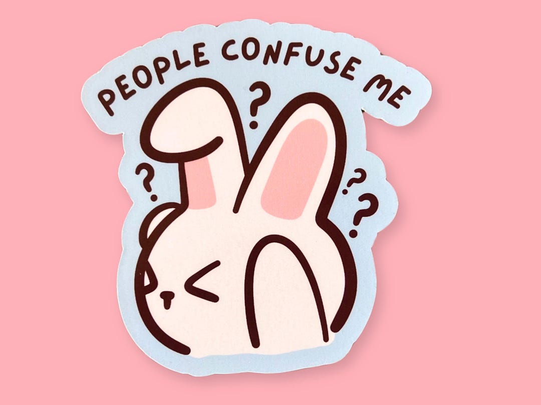 People Confuse Me Bunny Sticker, Funny Meme Sticker, Cute Waterproof ...