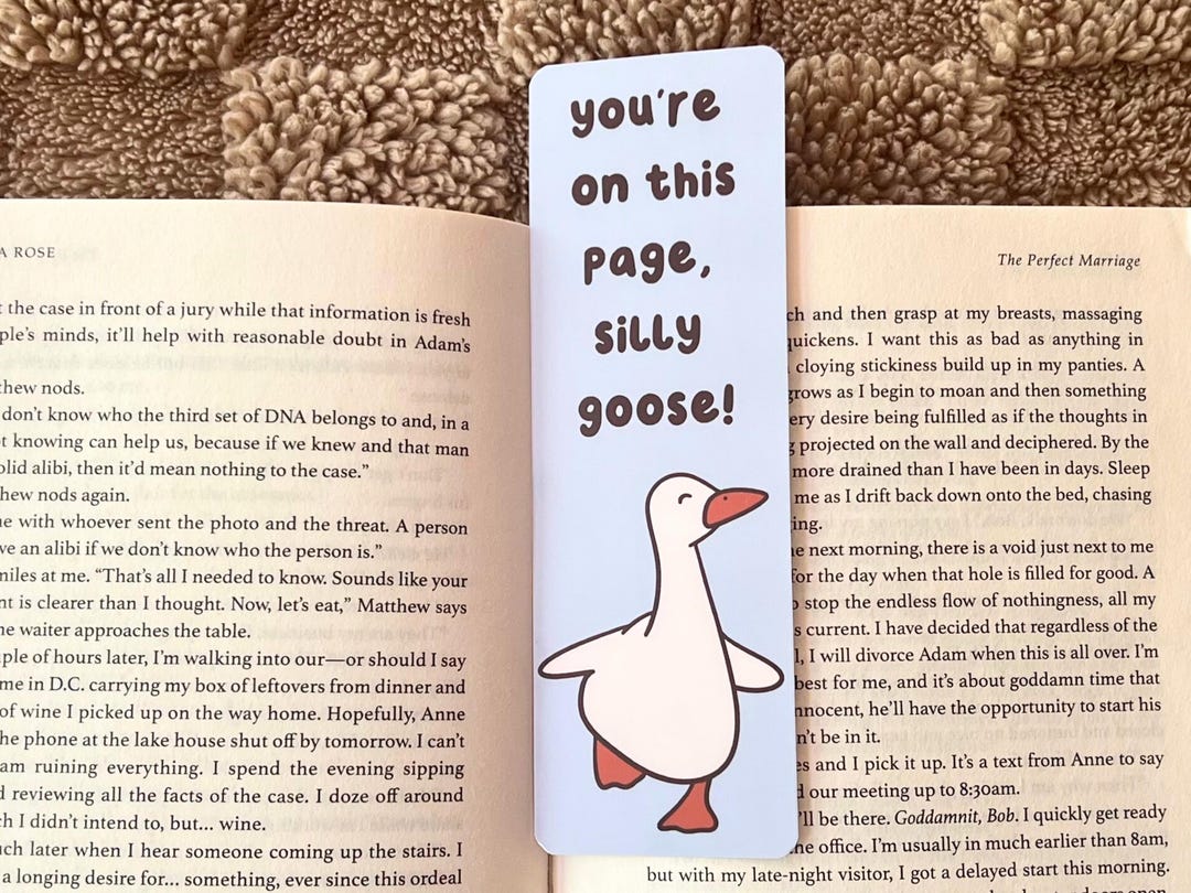 Silly Goose Bookmark, Gift for Reader, Book Lover, Cute Bookish Merch ...