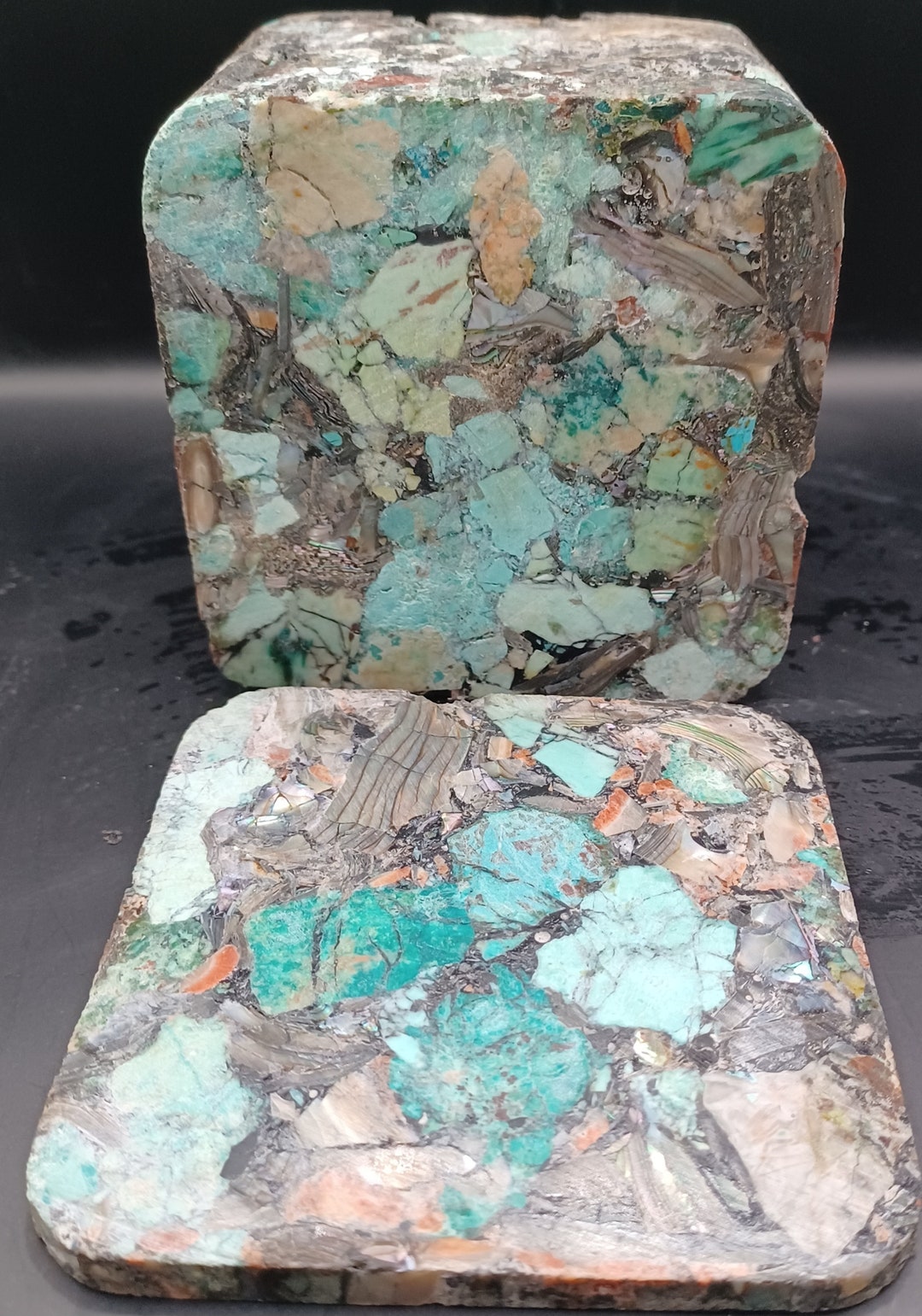 Black Pearl Turquoise™ Composite Block Slabs Exclusive One of a Kind ...