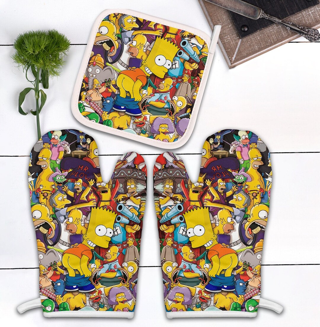 The Simpsons Family Combo 2 Oven Mitts and 1 Pot Holder Set, the ...