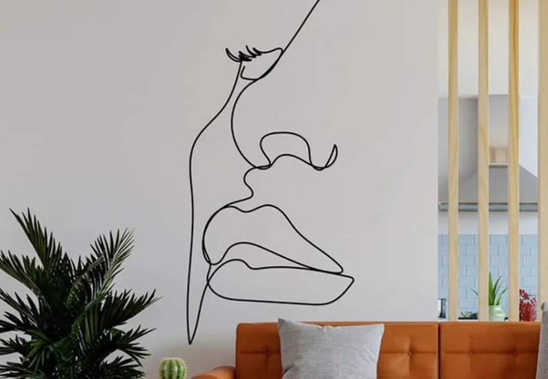 One Line Art Woman Face Wall Sticker Interior Home Decoration Room ...