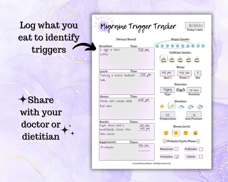 Migraine Trigger Tracker for Self-care and Wellness, Migraine Tracking ...