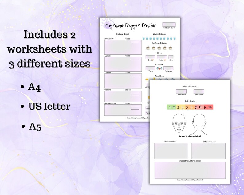 Migraine Trigger Tracker for Self-care and Wellness, Migraine Tracking Printables, Migraine ...