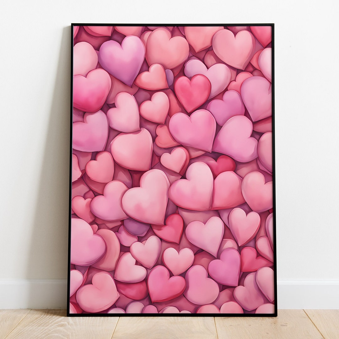 Valentines Day Pink Heart Art Valentines Wall Art Valentines Day Gift ...