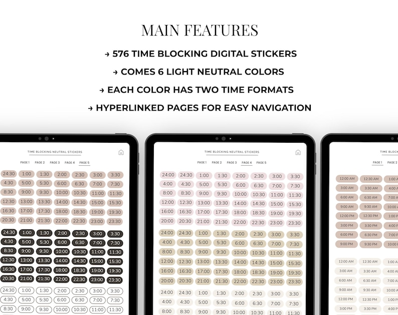 500+ Minimalist Time Blocking Digital Stickers | Goodnotes Pre-cropped ...