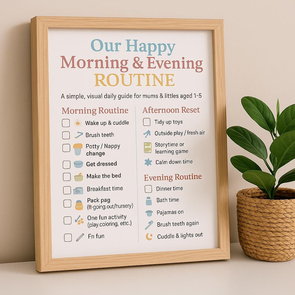 Printable Kids Daily Routine Chart | Toddler Morning & Evening ...