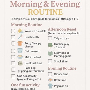 Printable Kids Daily Routine Chart | Toddler Morning & Evening ...