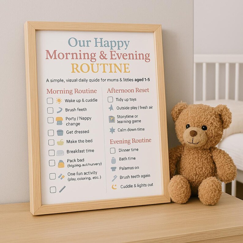 Printable Kids Daily Routine Chart | Toddler Morning & Evening ...