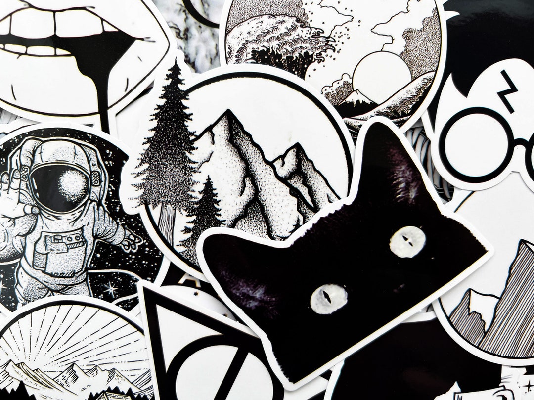 50 Gothic Stickers Tattoo Goth Decals Black and White for Laptop Phone ...