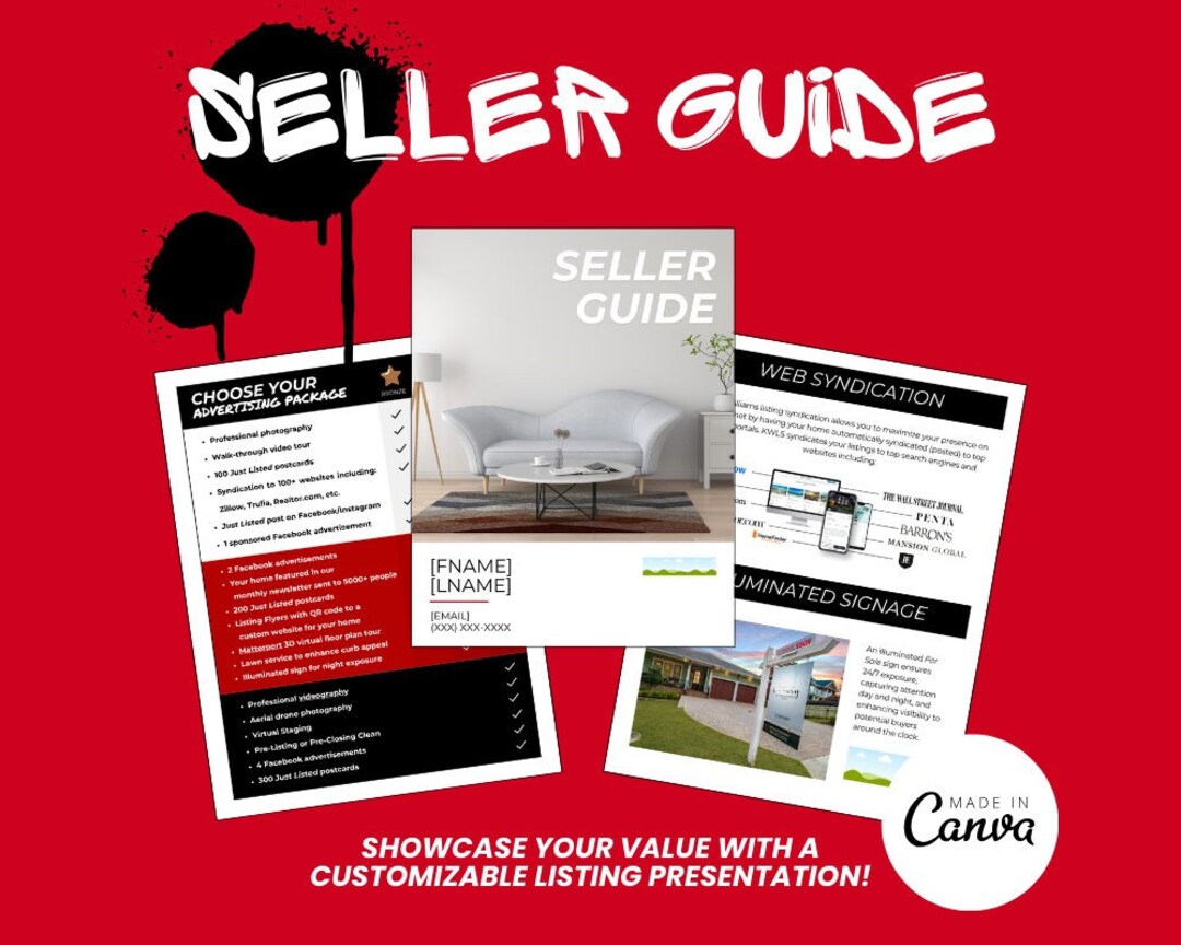 Realtor Seller Guide Template, Marketing Tool for Real Estate Agents - Etsy