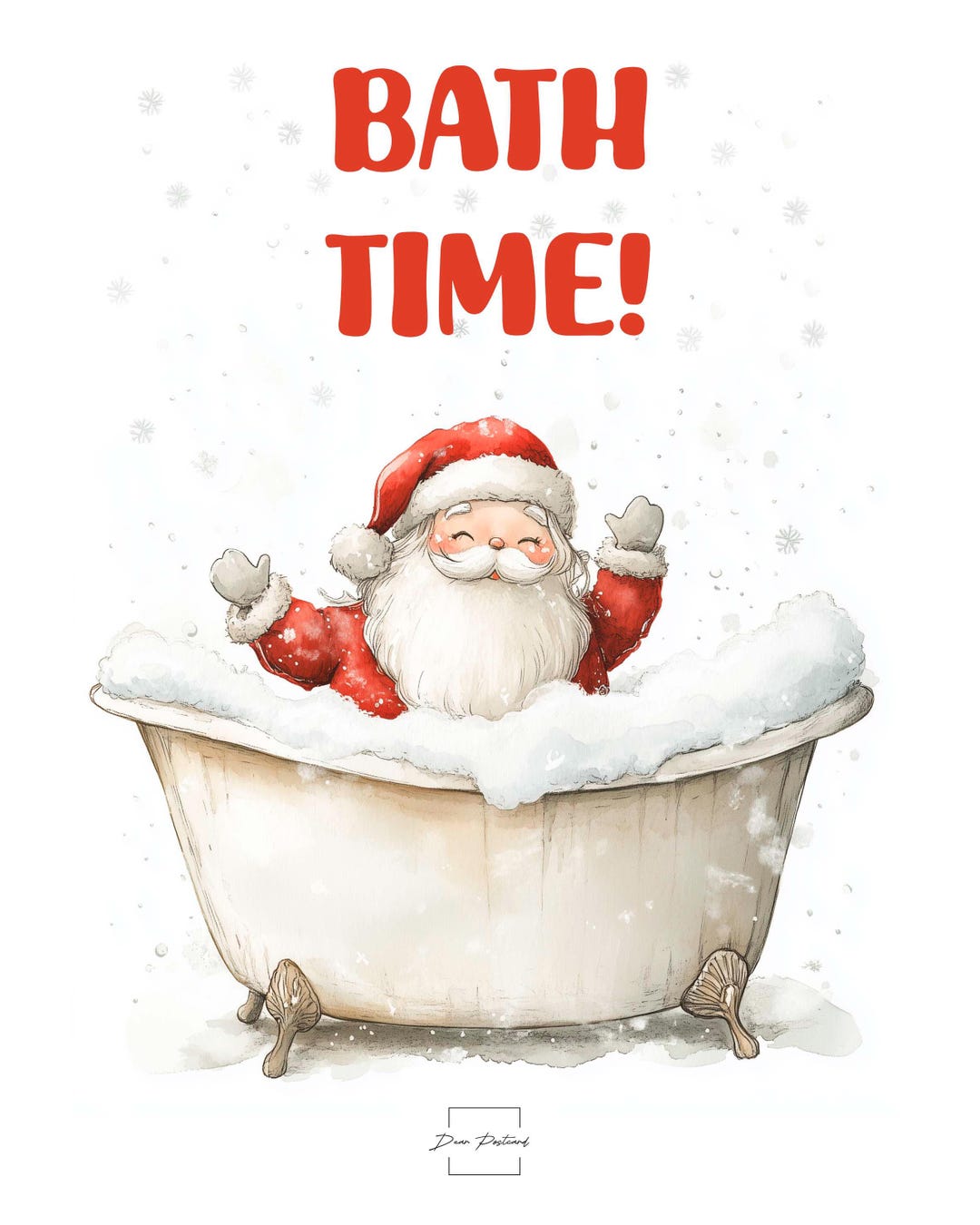 Santa Bath Time Digital Print - Etsy