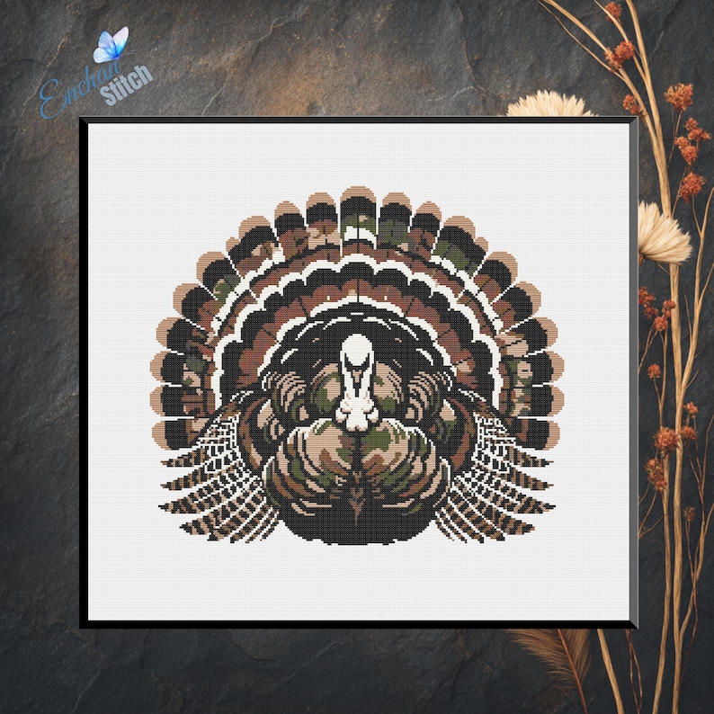 Camouflage Turkey Cross Stitch Pattern - Instant PDF Download - Hunting ...