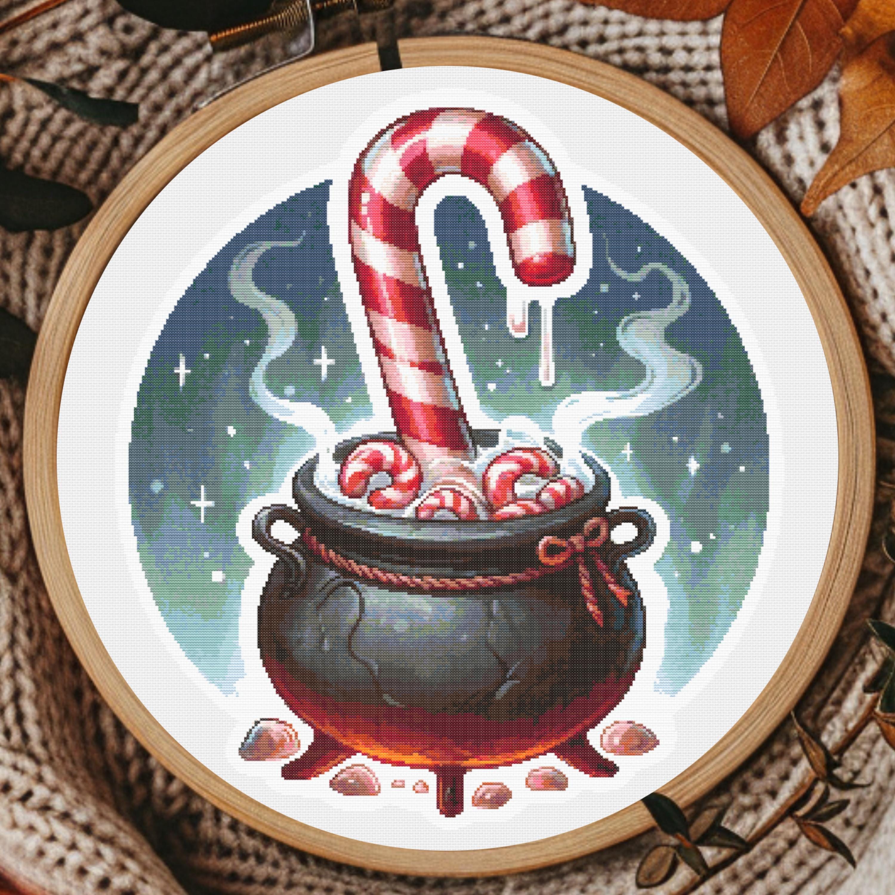Candy Cane Cauldron Cross Stitch Pattern - Instant PDF Download ...