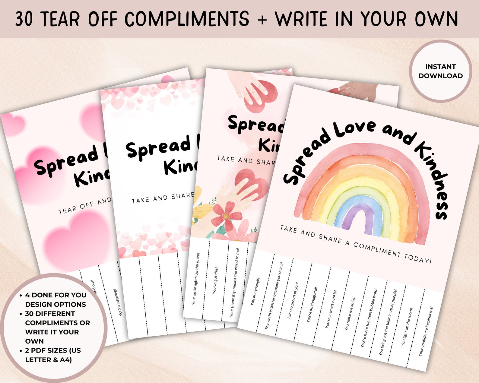 Printable Spread Love and Kindness Tear off Flyer, Random Acts of ...