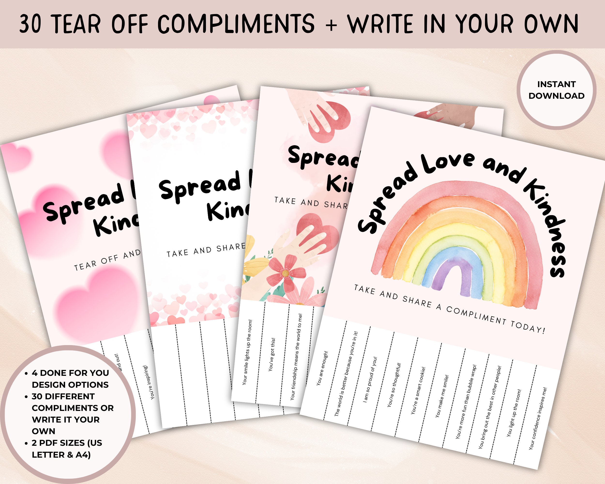 Printable Spread Love and Kindness Tear off Flyer, Random Acts of ...