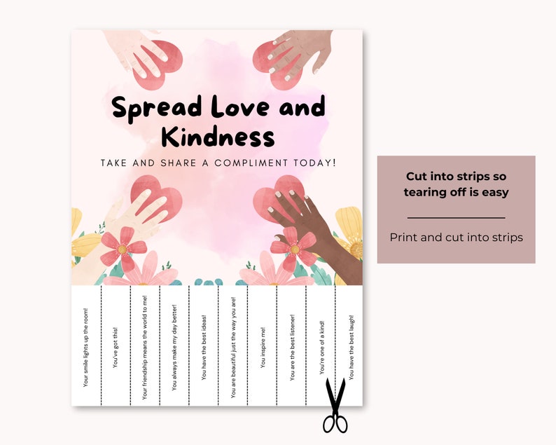 Printable Spread Love and Kindness Tear off Flyer, Random Acts of ...