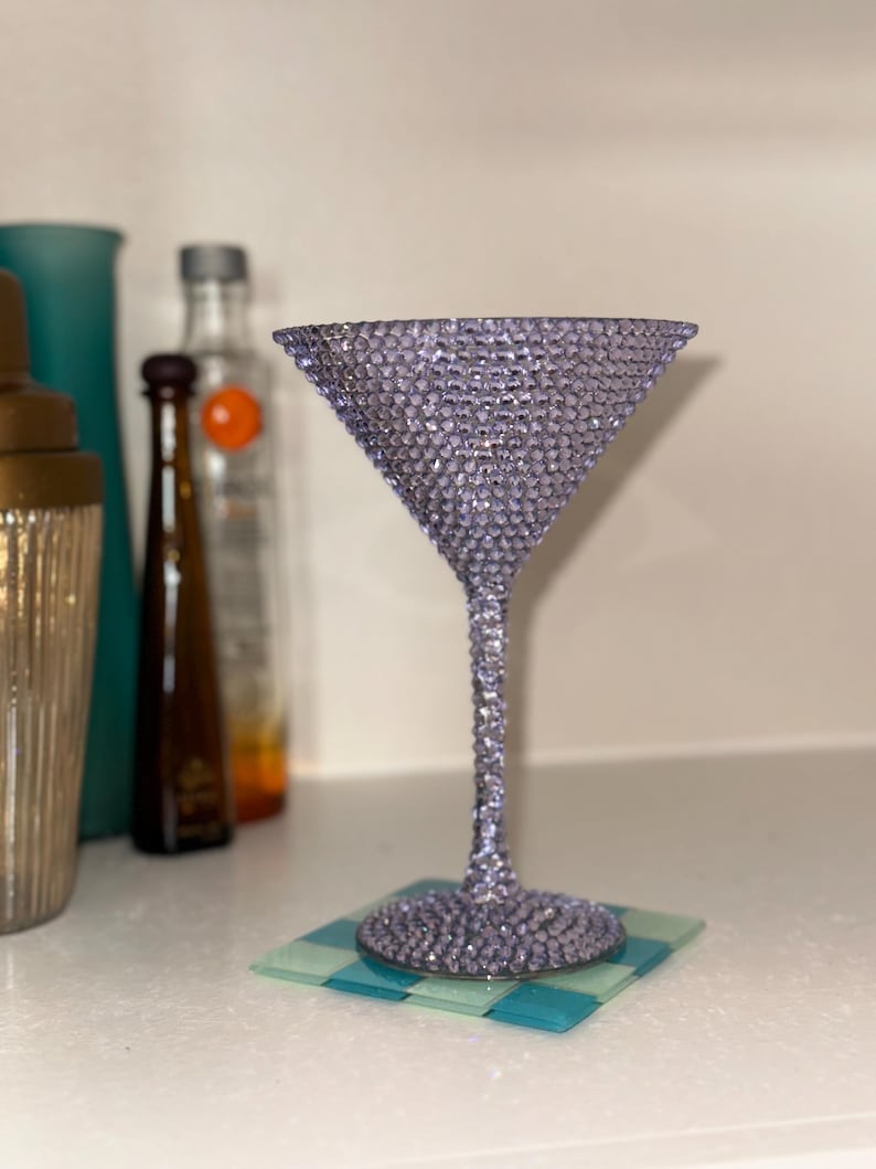 Custom Rhinestone Martini Glass – Handmade Bling Barware, Bachelorette ...