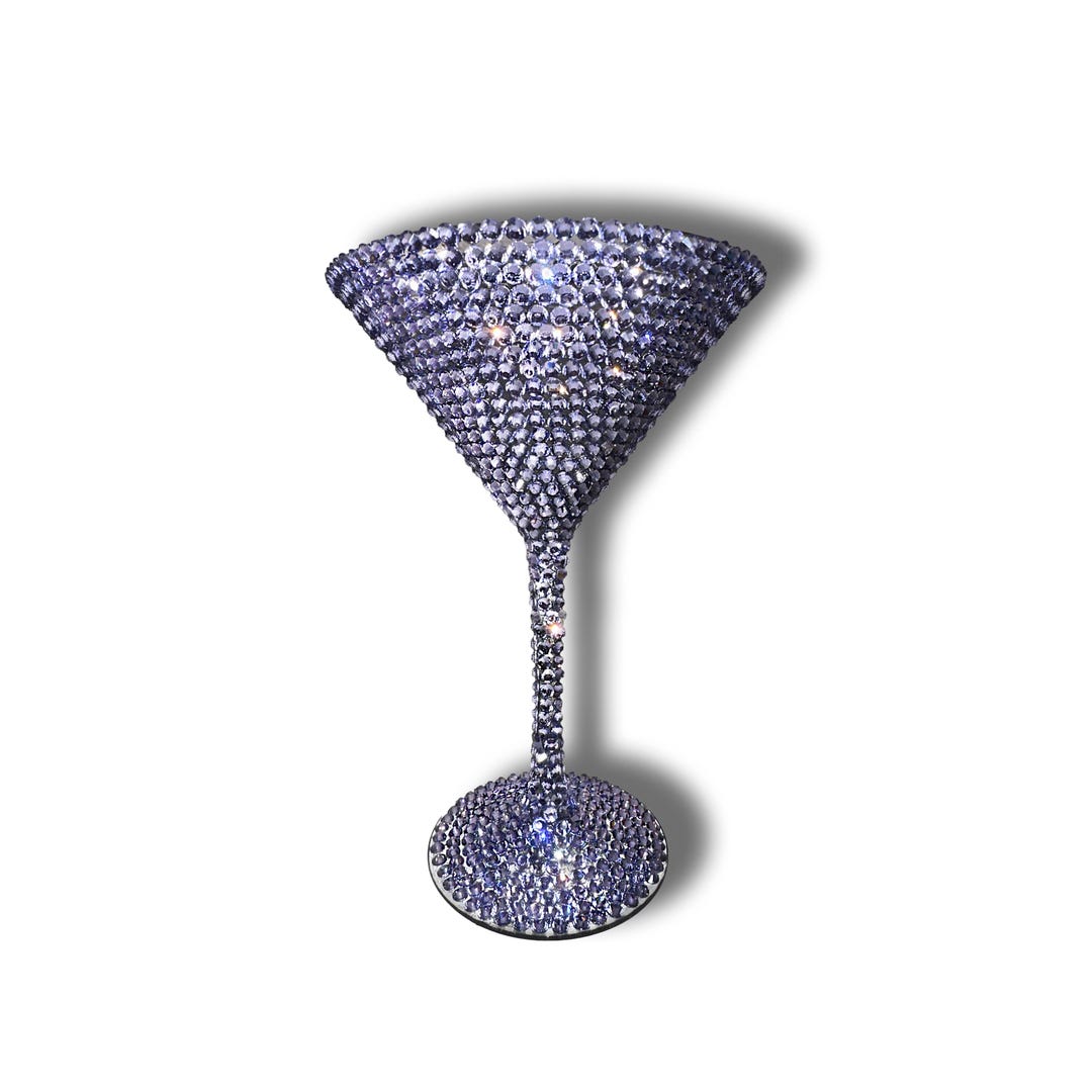 Custom Rhinestone Martini Glass – Handmade Bling Barware, Bachelorette ...
