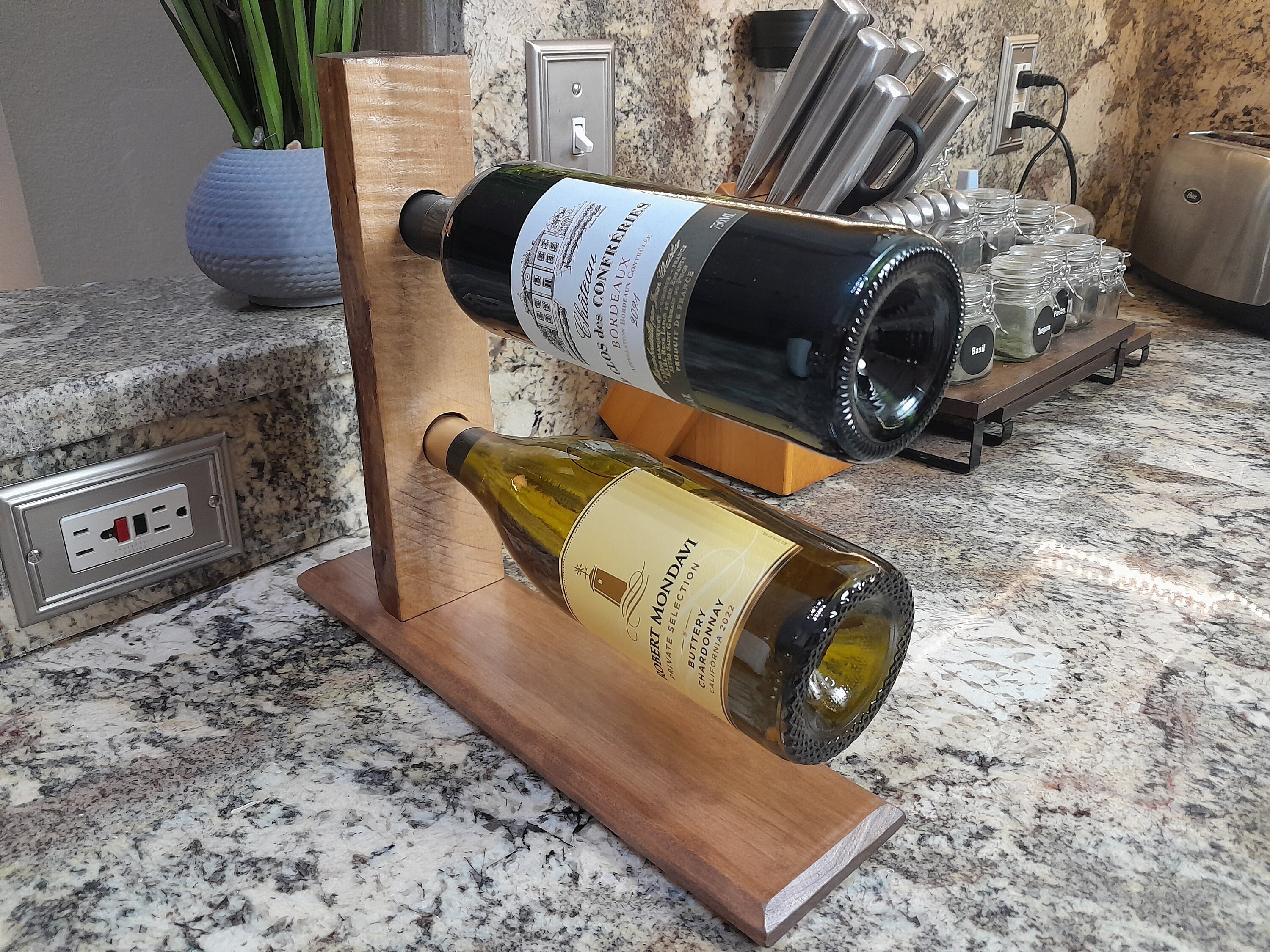 Live Edge Wine Display Wine Stand Wine Display Stand Wine Caddy Rustic ...