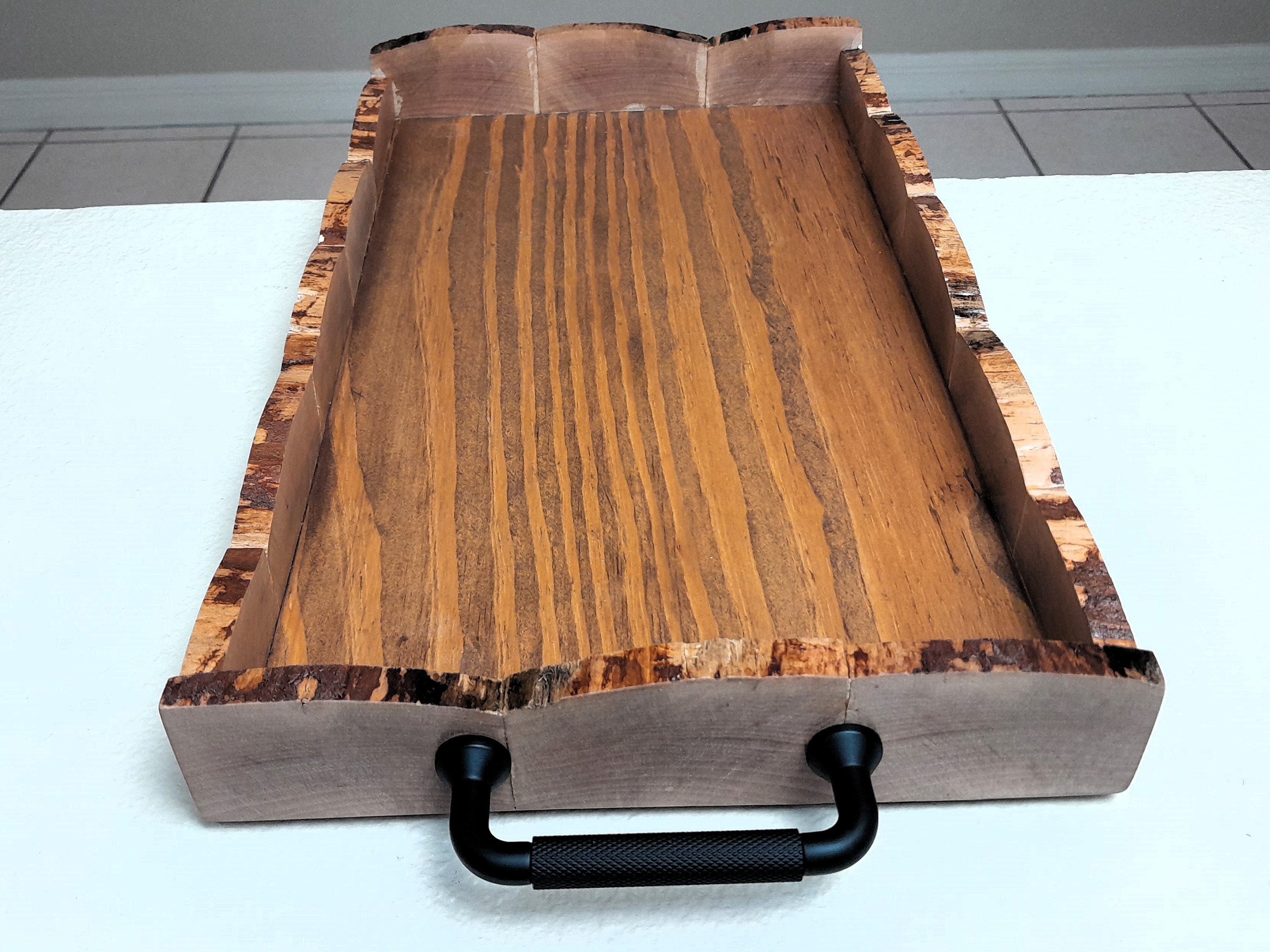 Live Edge Serving Tray Wooden Tray Tray With Handles Centerpiece Tray ...