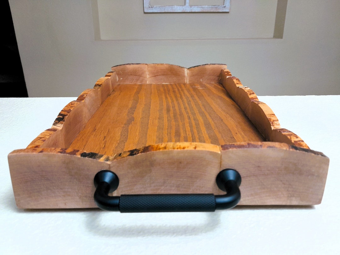 Live Edge Serving Tray Wooden Tray Tray With Handles Centerpiece Tray ...