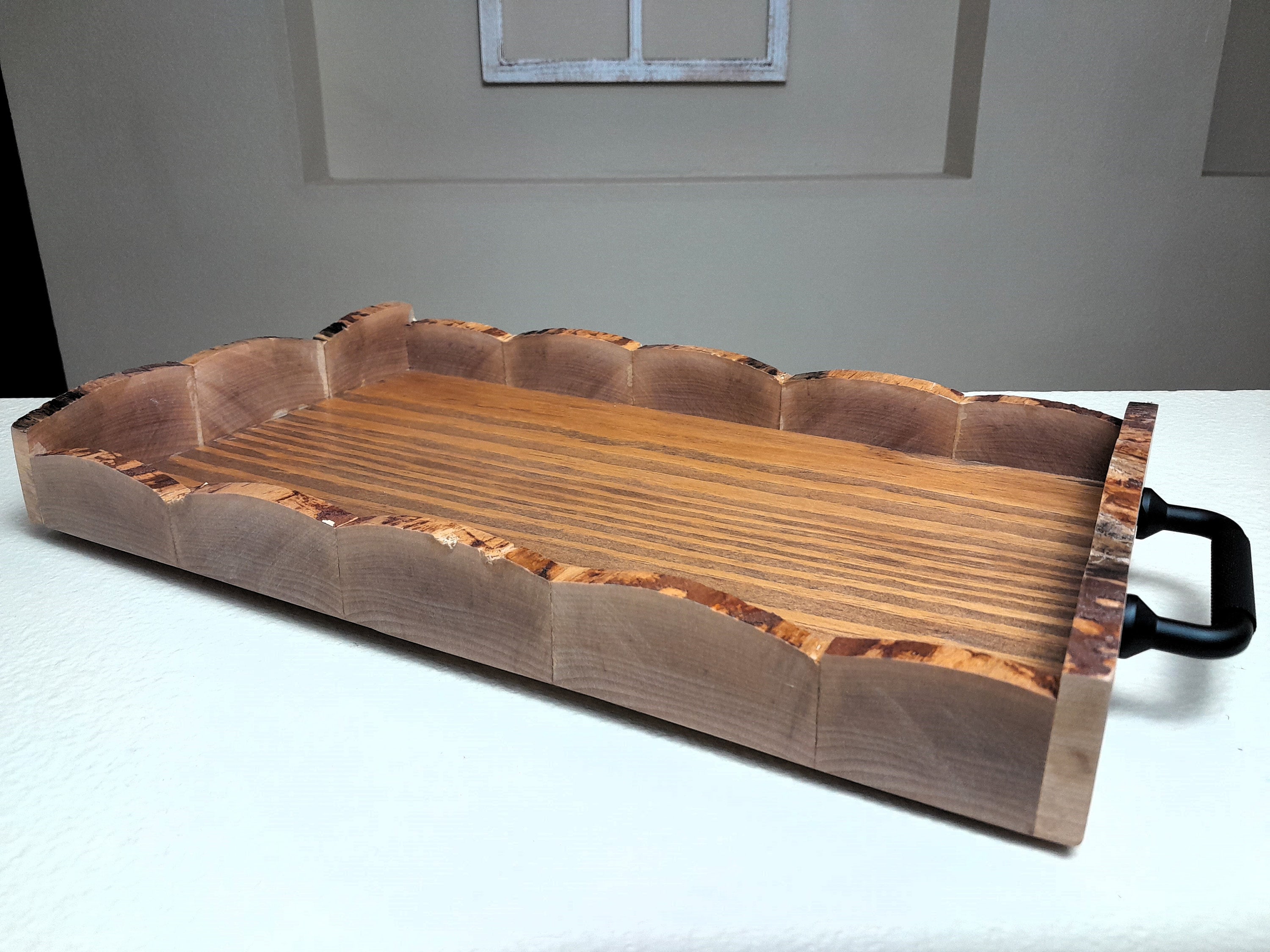 Live Edge Serving Tray Wooden Tray Tray With Handles Centerpiece Tray ...
