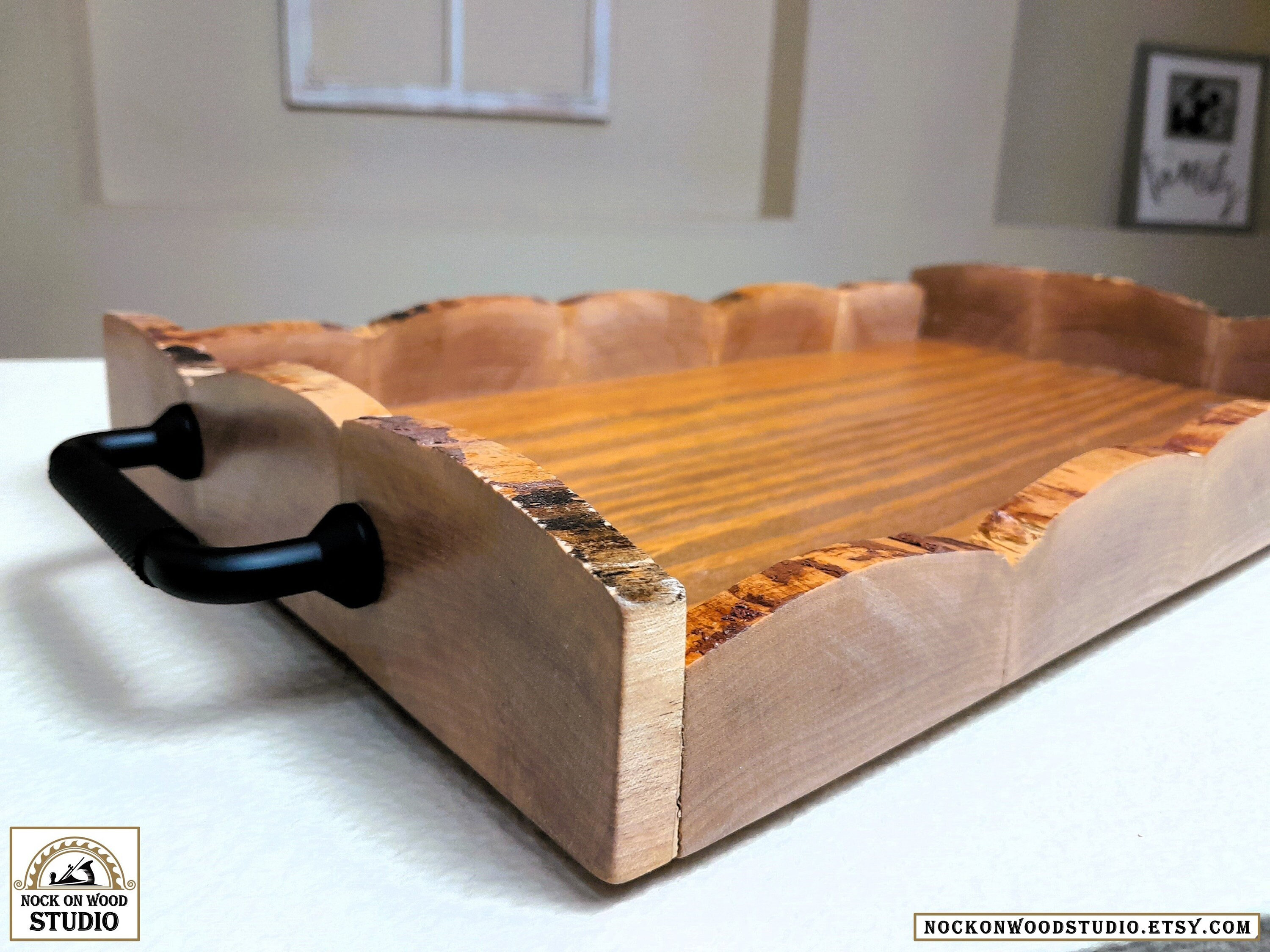 Live Edge Serving Tray Wooden Tray Tray With Handles Centerpiece Tray ...