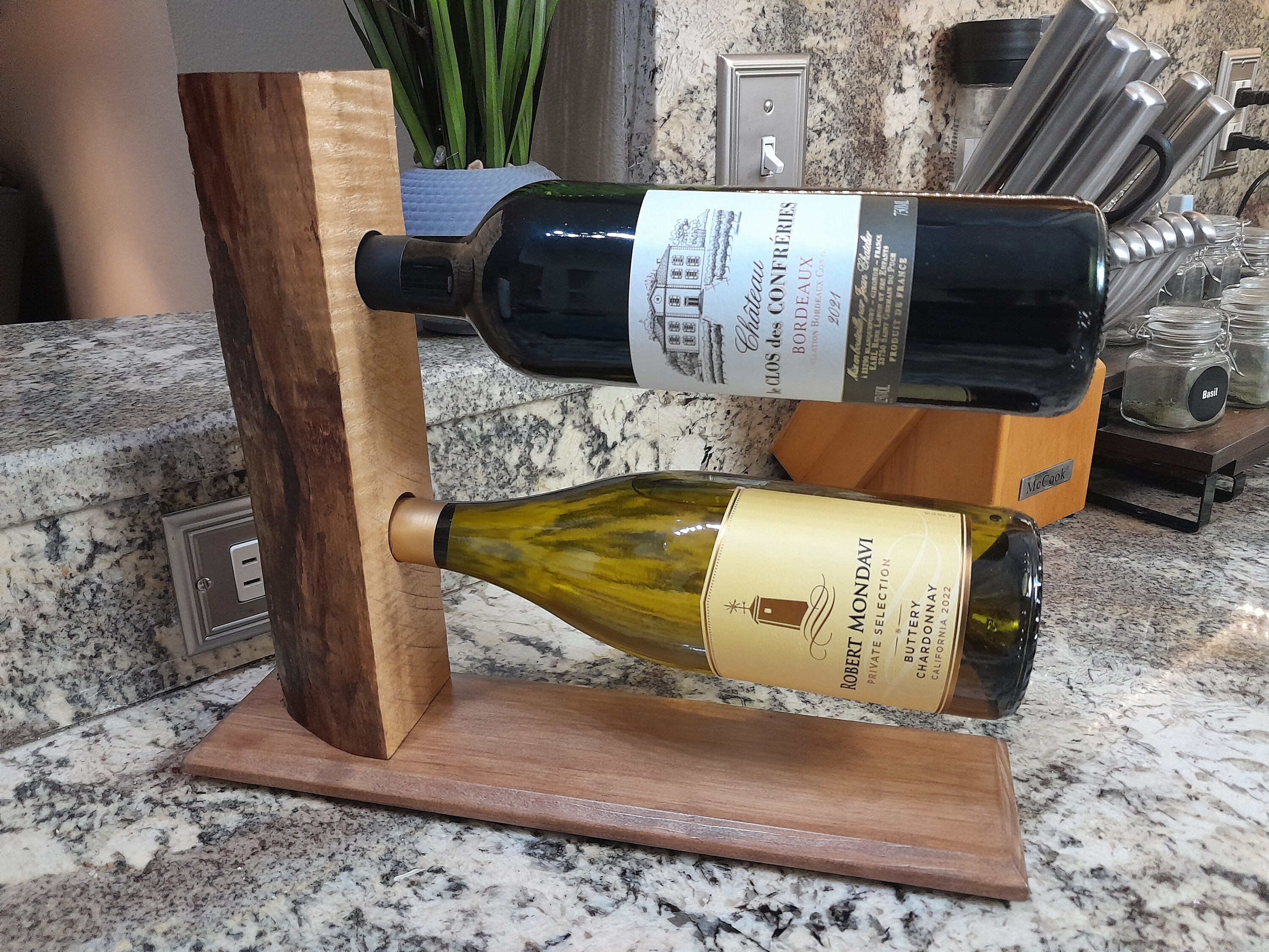 Live Edge Wine Display Wine Stand Wine Display Stand Wine Caddy Rustic ...