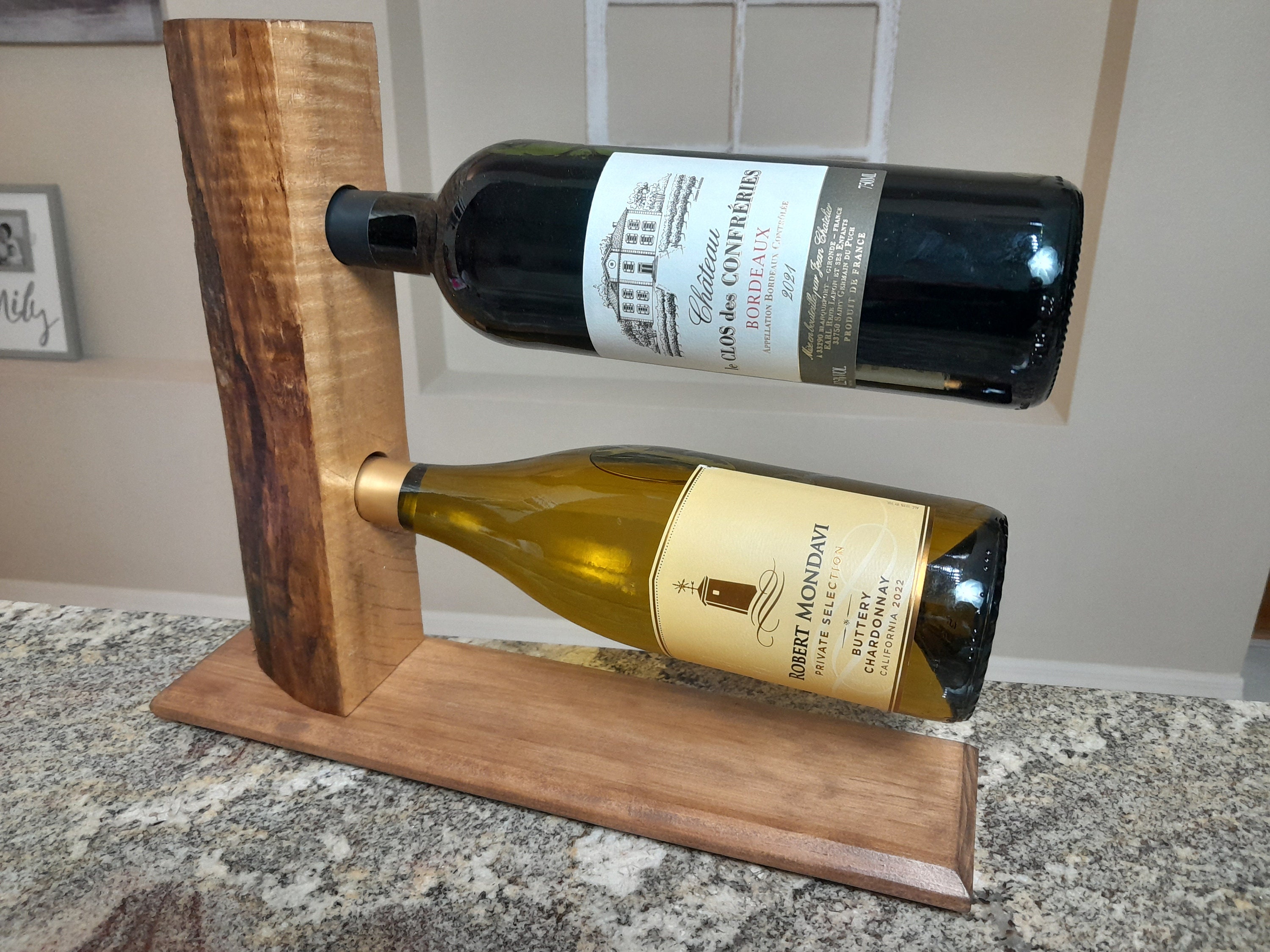 Live Edge Wine Display Wine Stand Wine Display Stand Wine Caddy Rustic ...