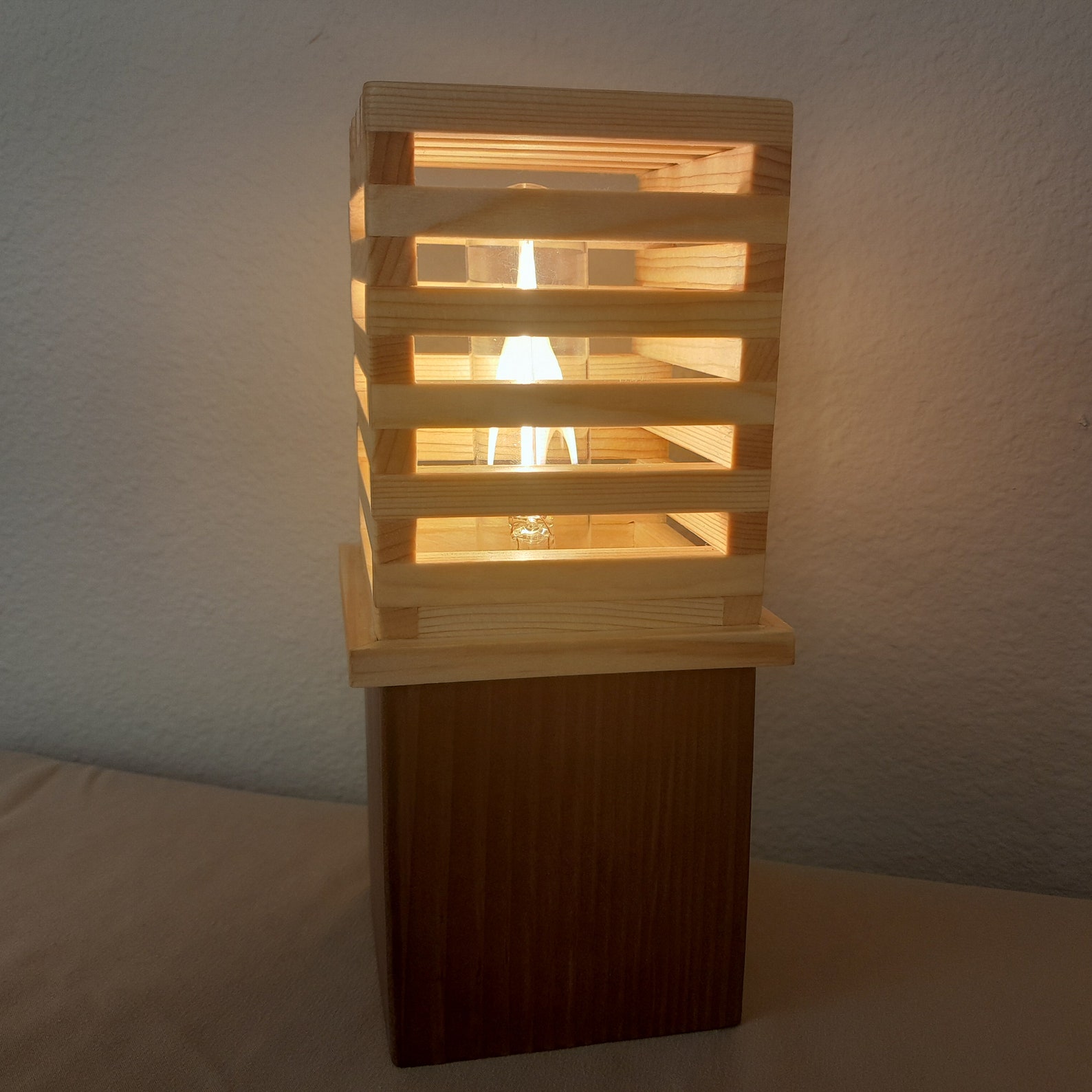 Wood Table Lamp Wood LED Lamp Rustic Wood Lamp LED Lamp Table Lamp ...