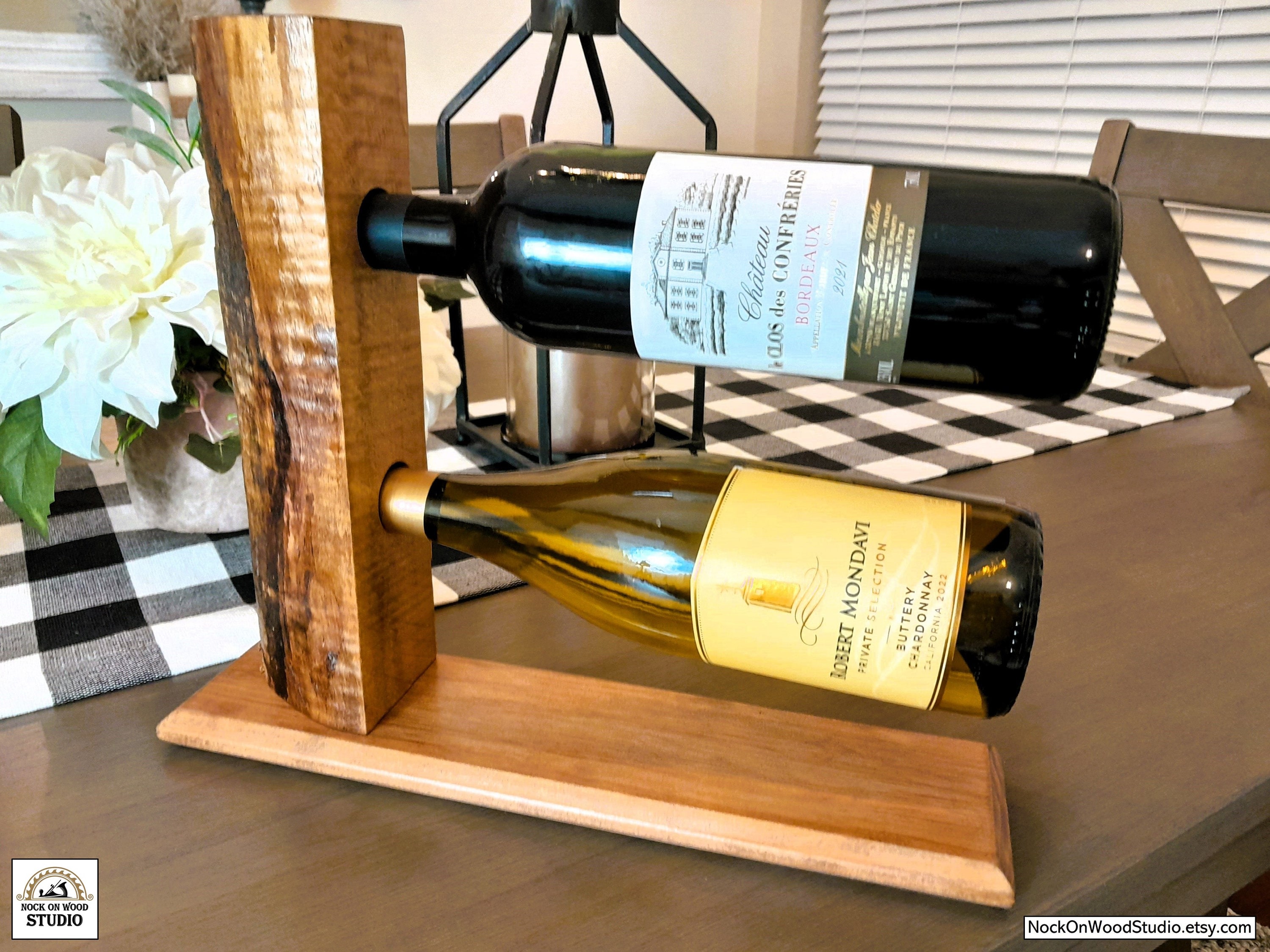 Live Edge Wine Display Wine Stand Wine Display Stand Wine Caddy Rustic ...