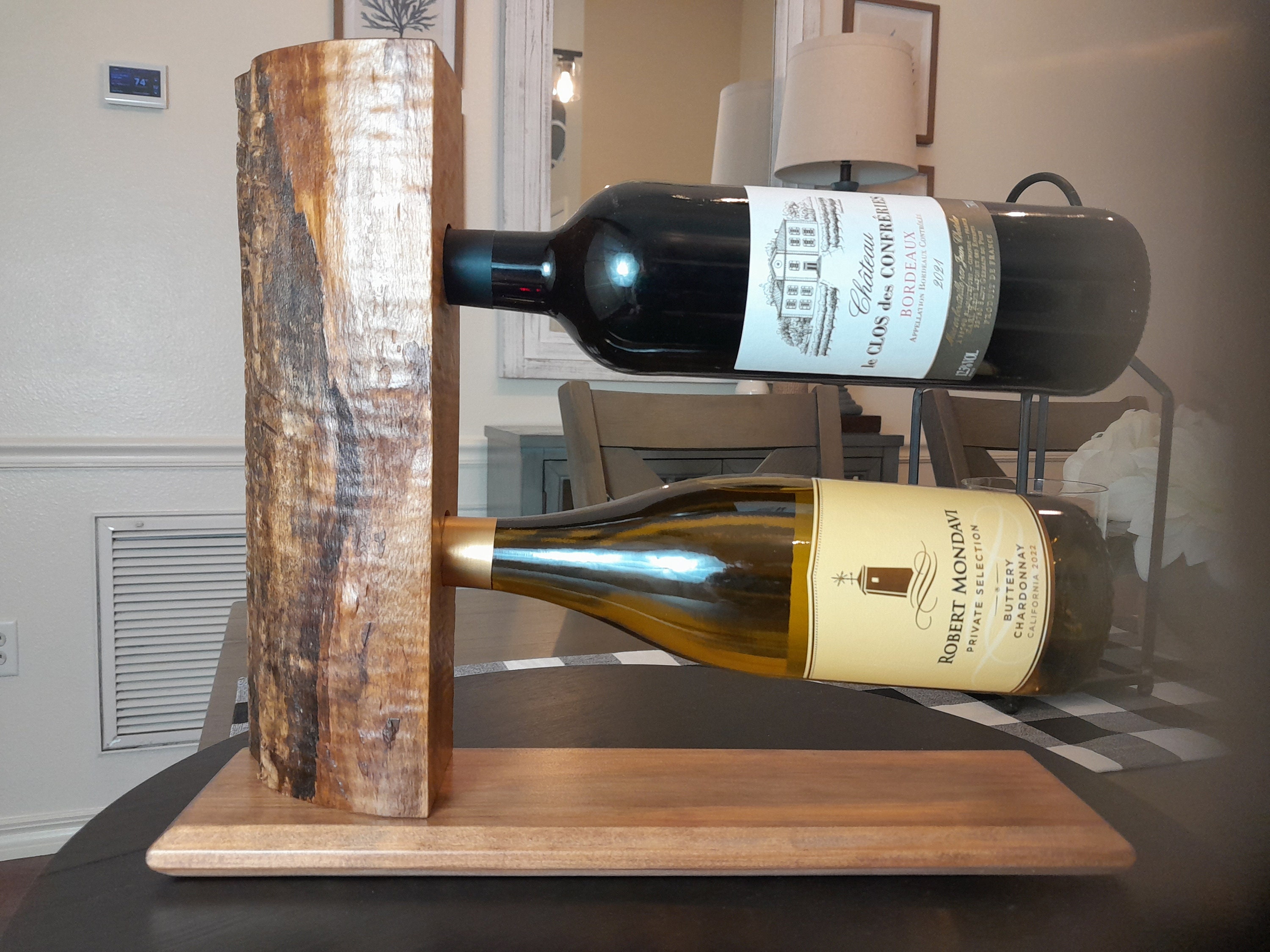 Live Edge Wine Display Wine Stand Wine Display Stand Wine Caddy Rustic ...