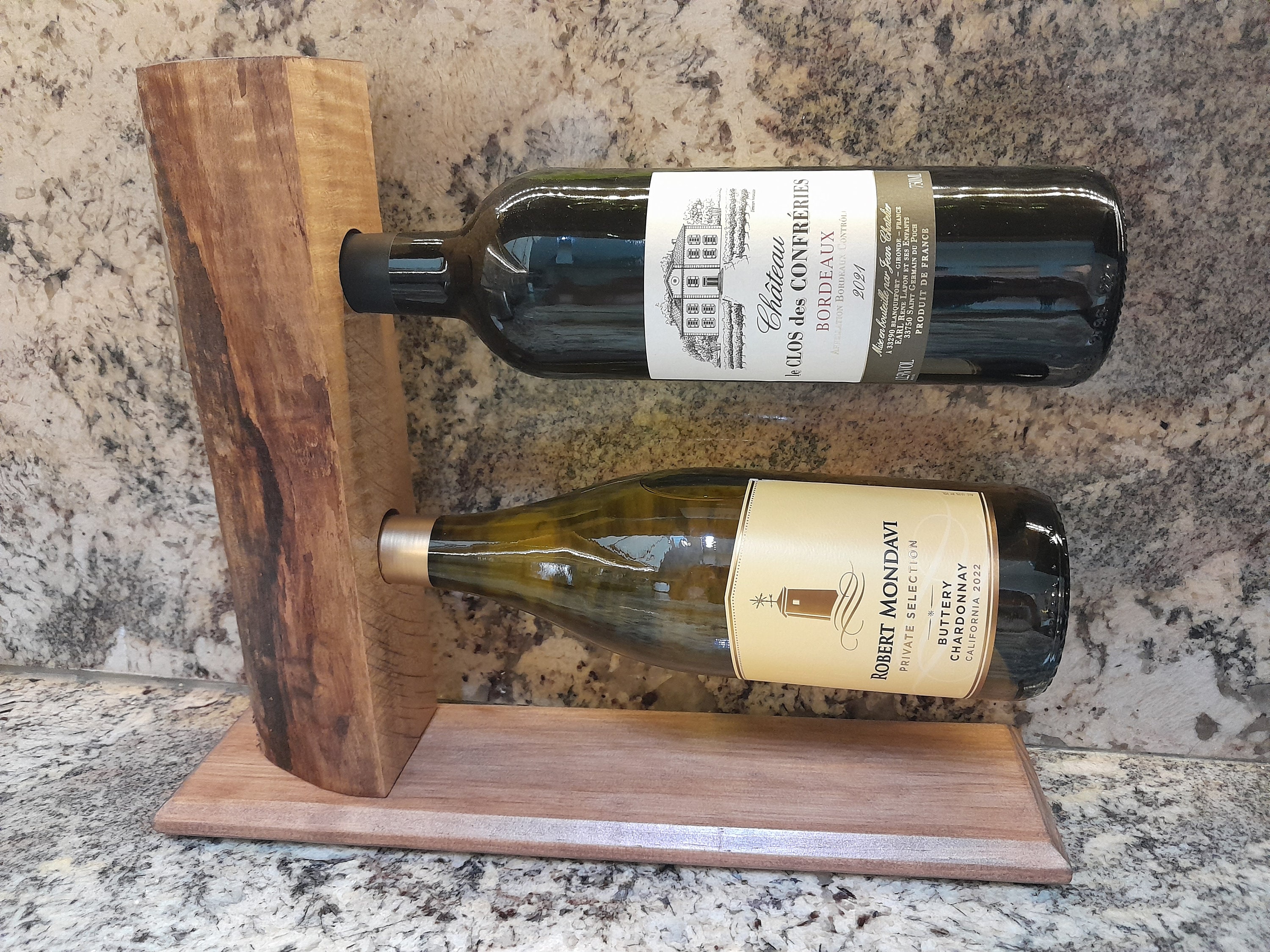 Live Edge Wine Display Wine Stand Wine Display Stand Wine Caddy Rustic ...