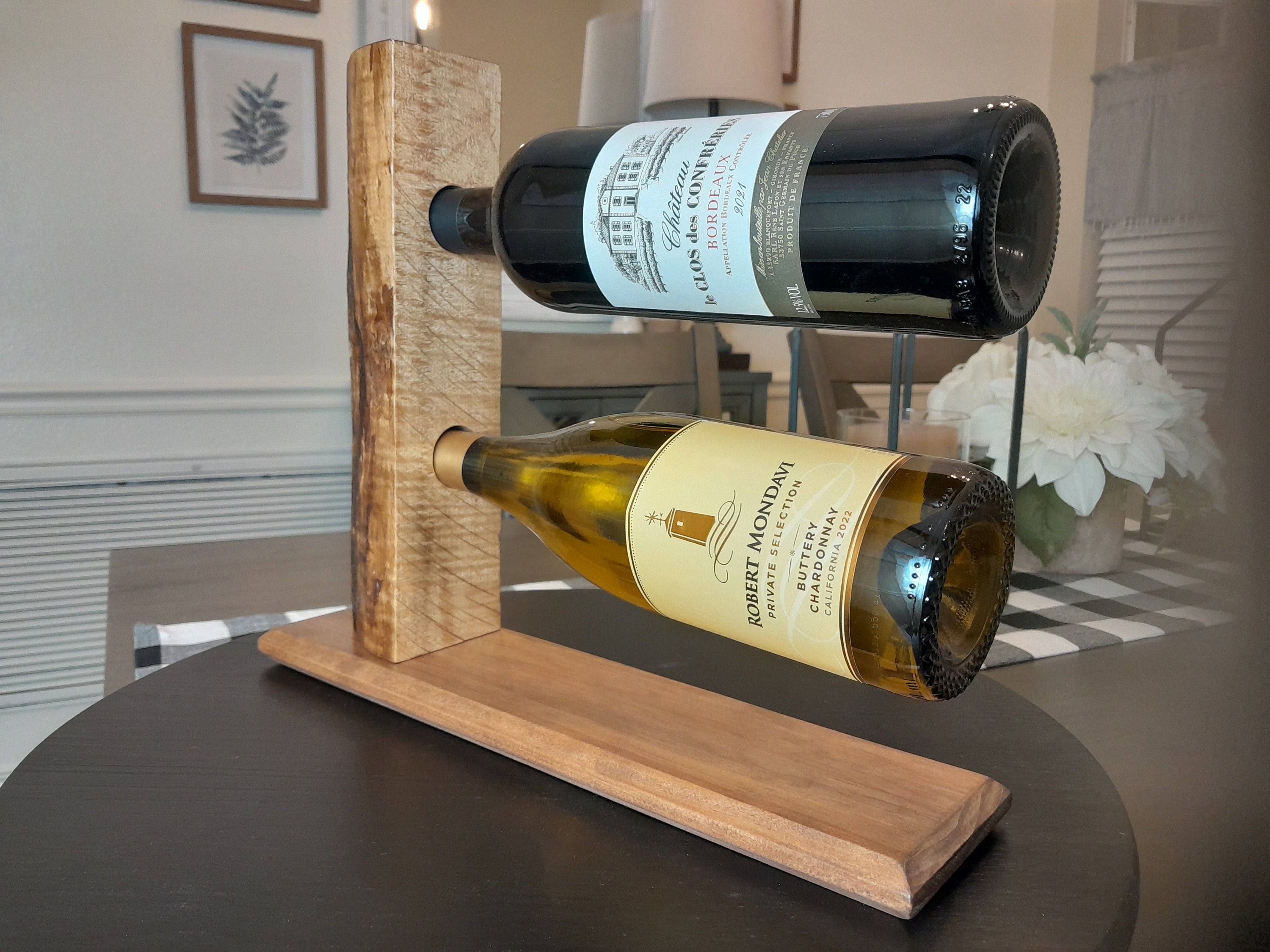 Live Edge Wine Display Wine Stand Wine Display Stand Wine Caddy Rustic ...