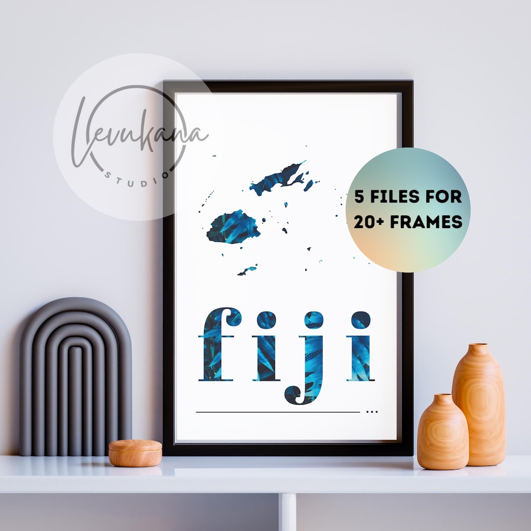 FIJI ISLANDS MAP Digital Print | Fijian Gift | Pasifika Print ...
