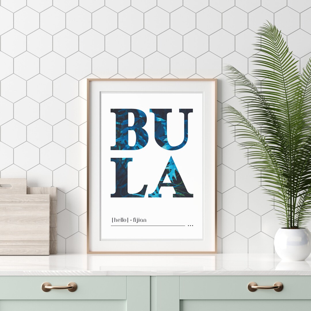 Fiji BULA hello Deep Blue Sea Digital Print Fijian Gift Pasifika Print ...